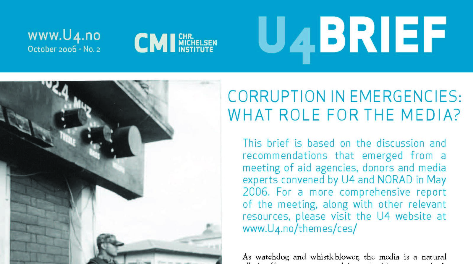 Corruption in Emergencies: What Role for Media?