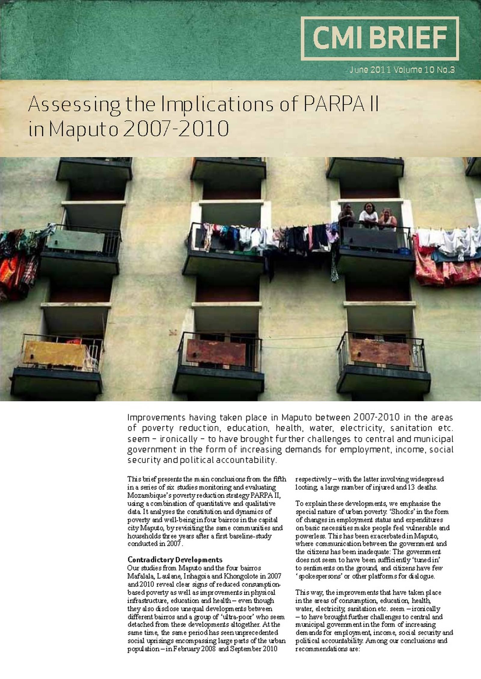 Assessing the Implications of PARPA II in Maputo 2007-2010