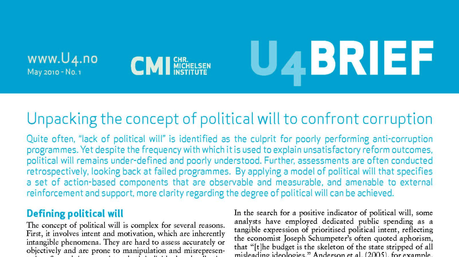 Unpacking the concept of political will to confront corruption