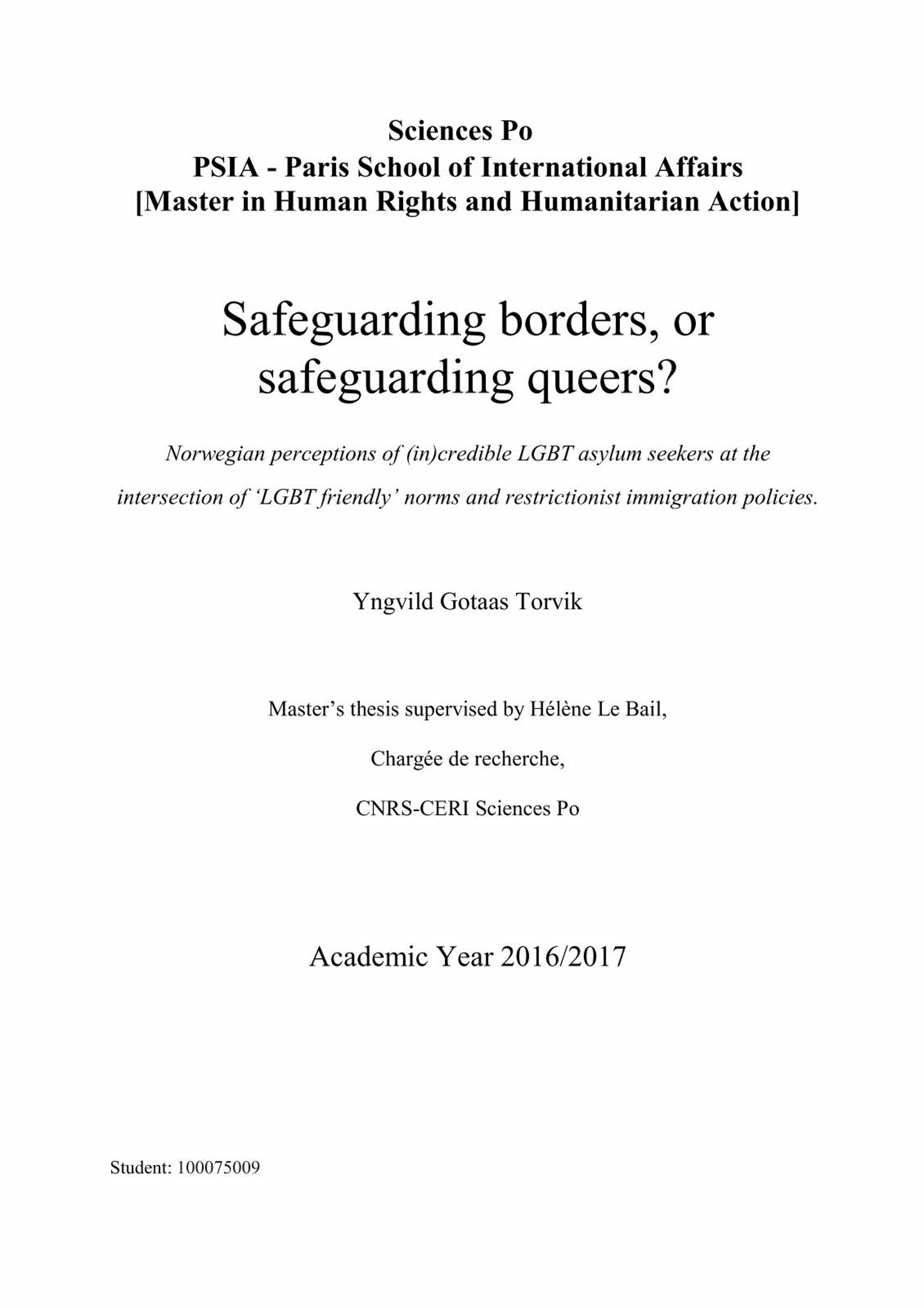 Safeguarding borders, or safeguarding queers?