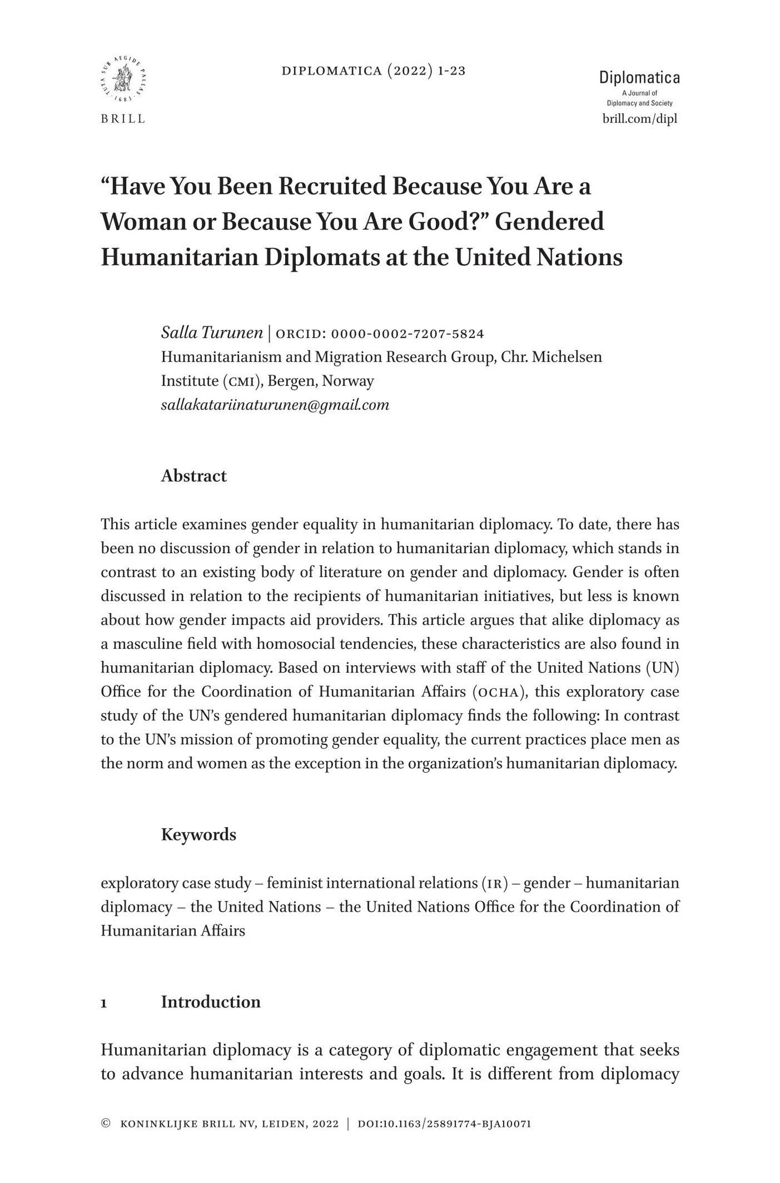 “Have You Been Recruited Because You Are a Woman or Because You Are ...