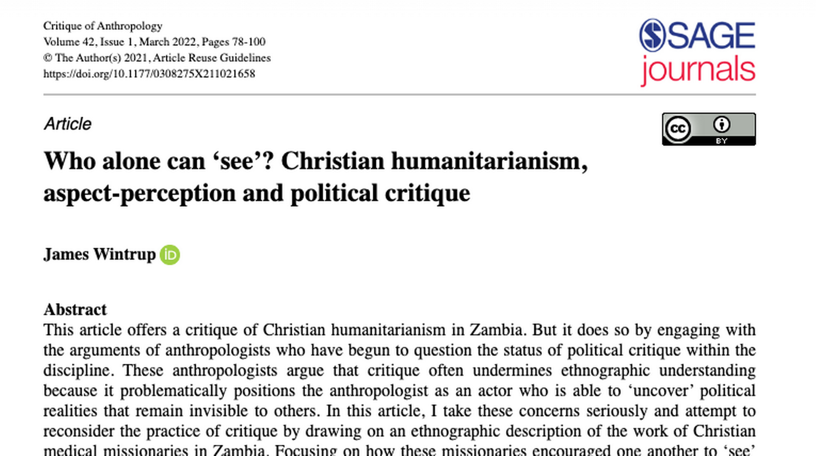 Who alone can ‘see’? Christian humanitarianism, aspect-perception and ...