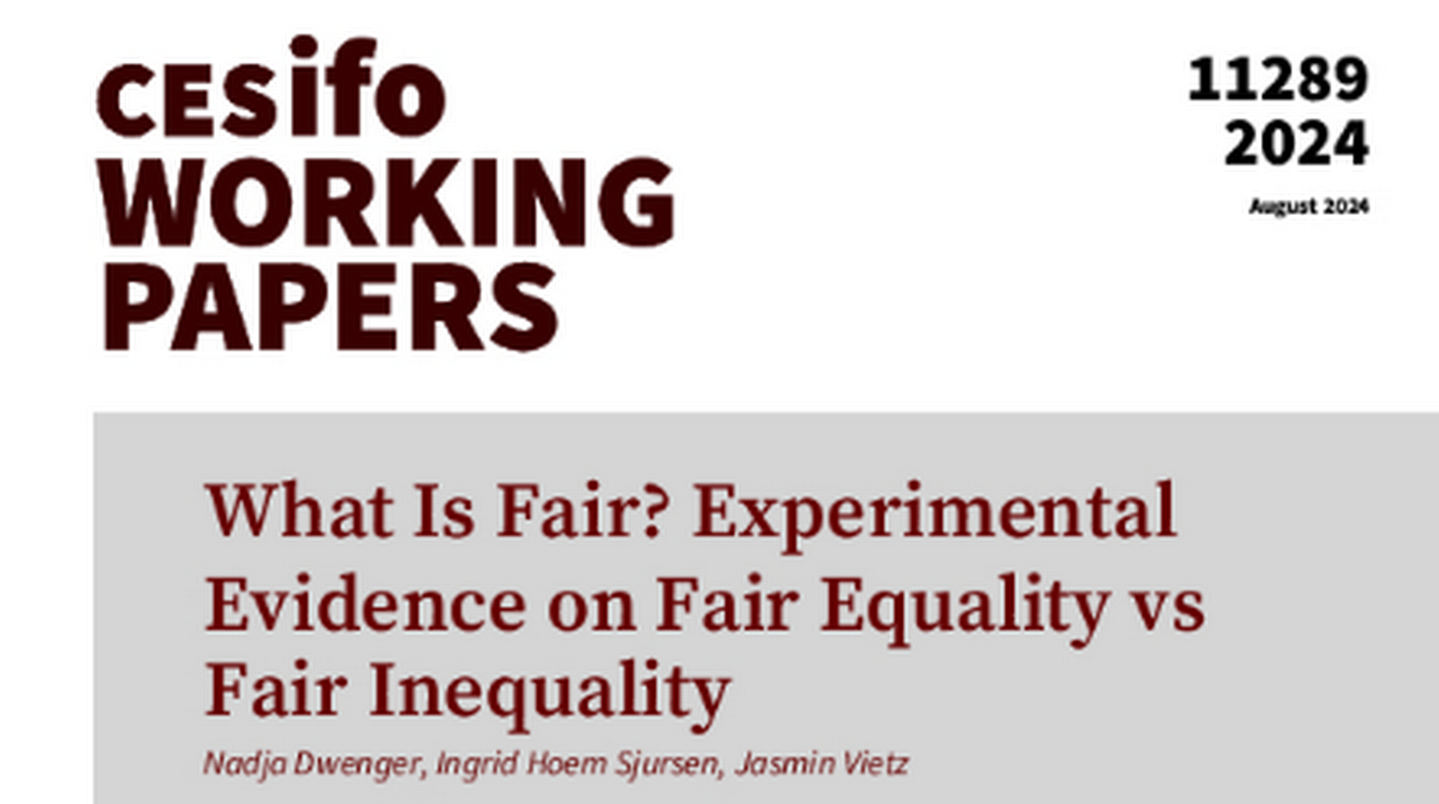 What Is Fair? Experimental Evidence on Fair Equality vs Fair Inequality