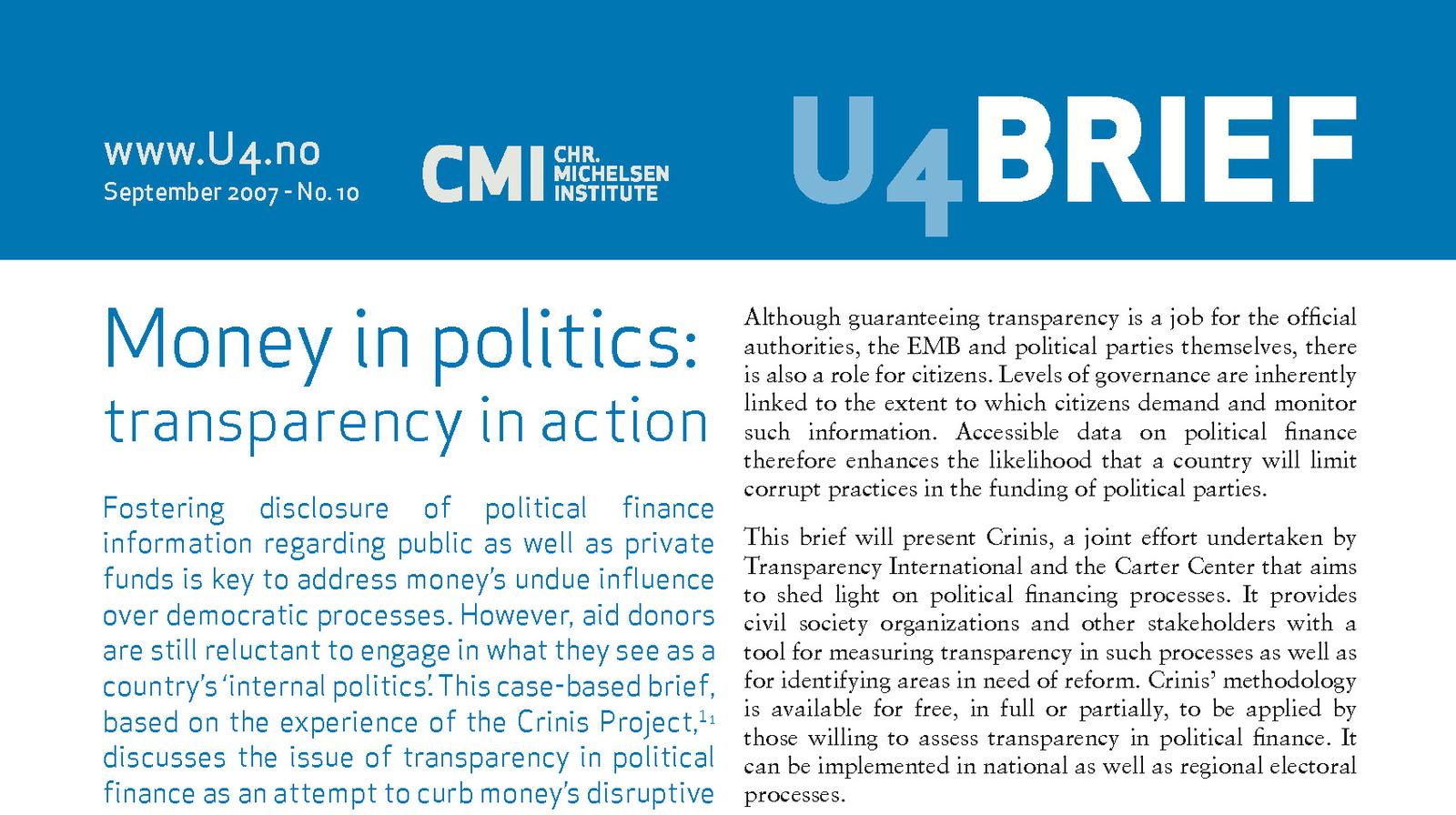 Money in politics: Transparency in action