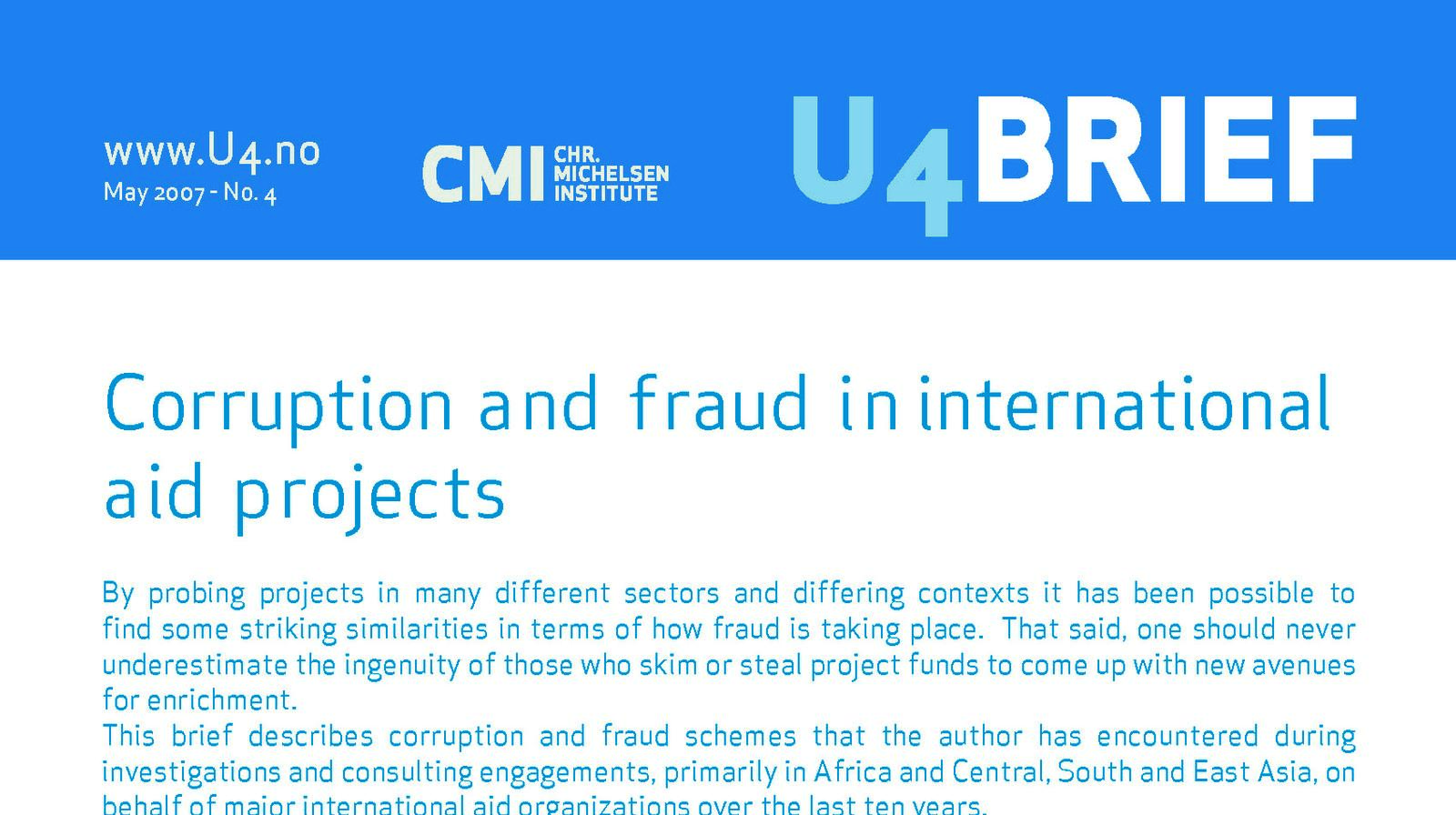Corruption and Fraud in International Aid Projects