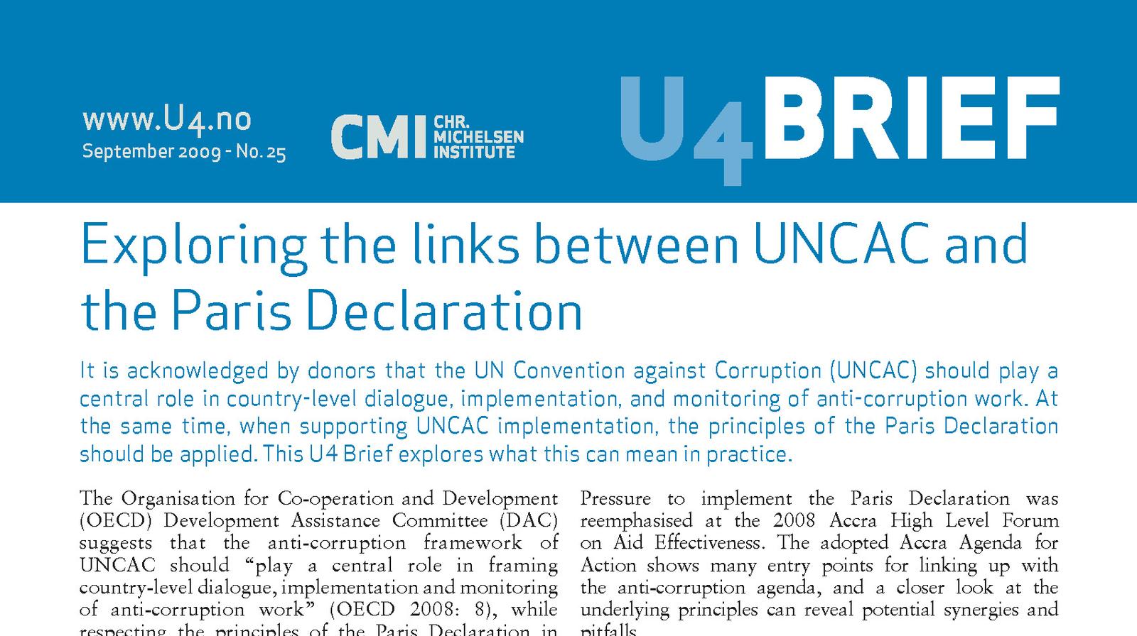 Exploring the links between UNCAC and the Paris Declaration